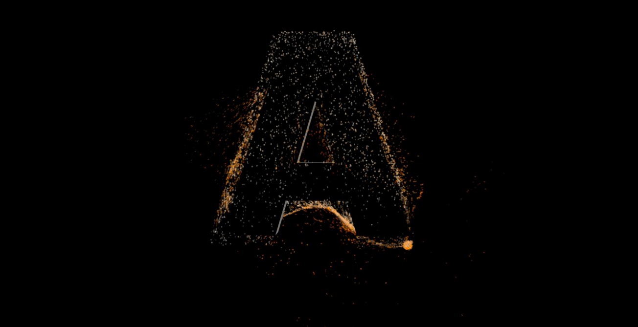 Interactive spark letter with particle effect