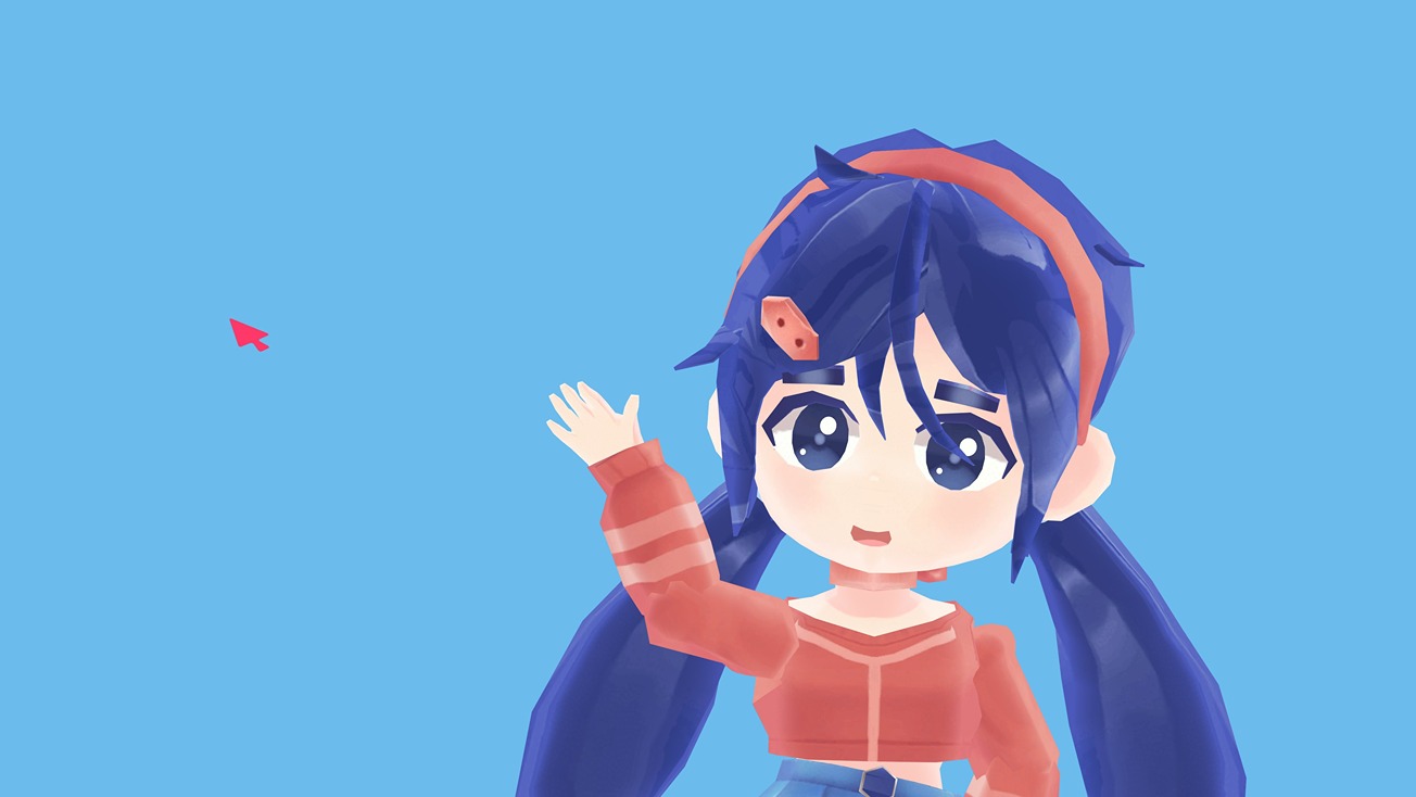 Interactive animation Chibi Mita is waving hand